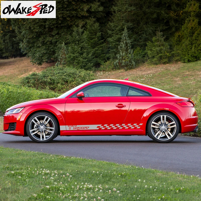 Racing Lattices Vinyl Decals Sport Stripes For Audi TT RS Car Door Side ...