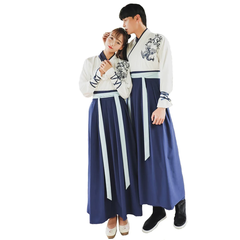 Traje de Hanfu bordado azul para Festival, traje de baile clásico, ropa ...