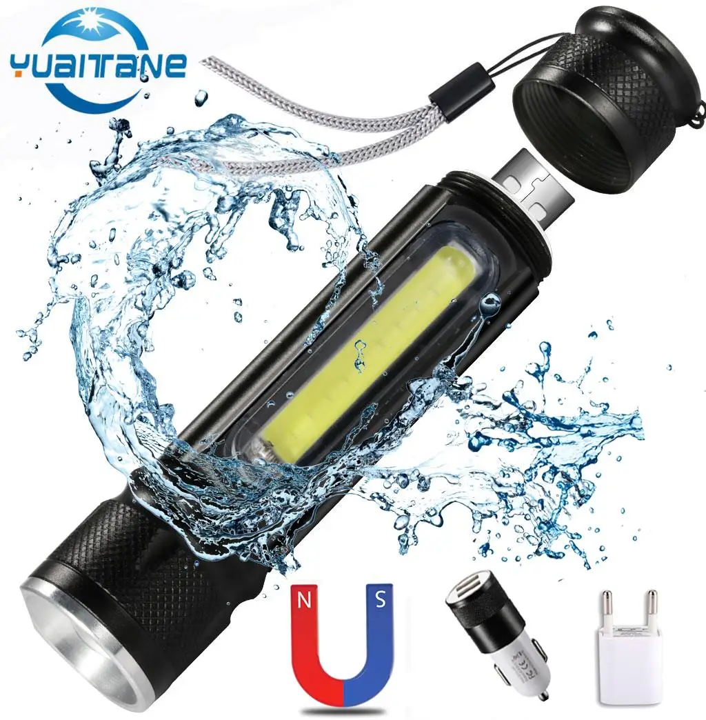 2000lm Multifunctional Led Flashlight Usb Rechargeable Battery Powerful ...