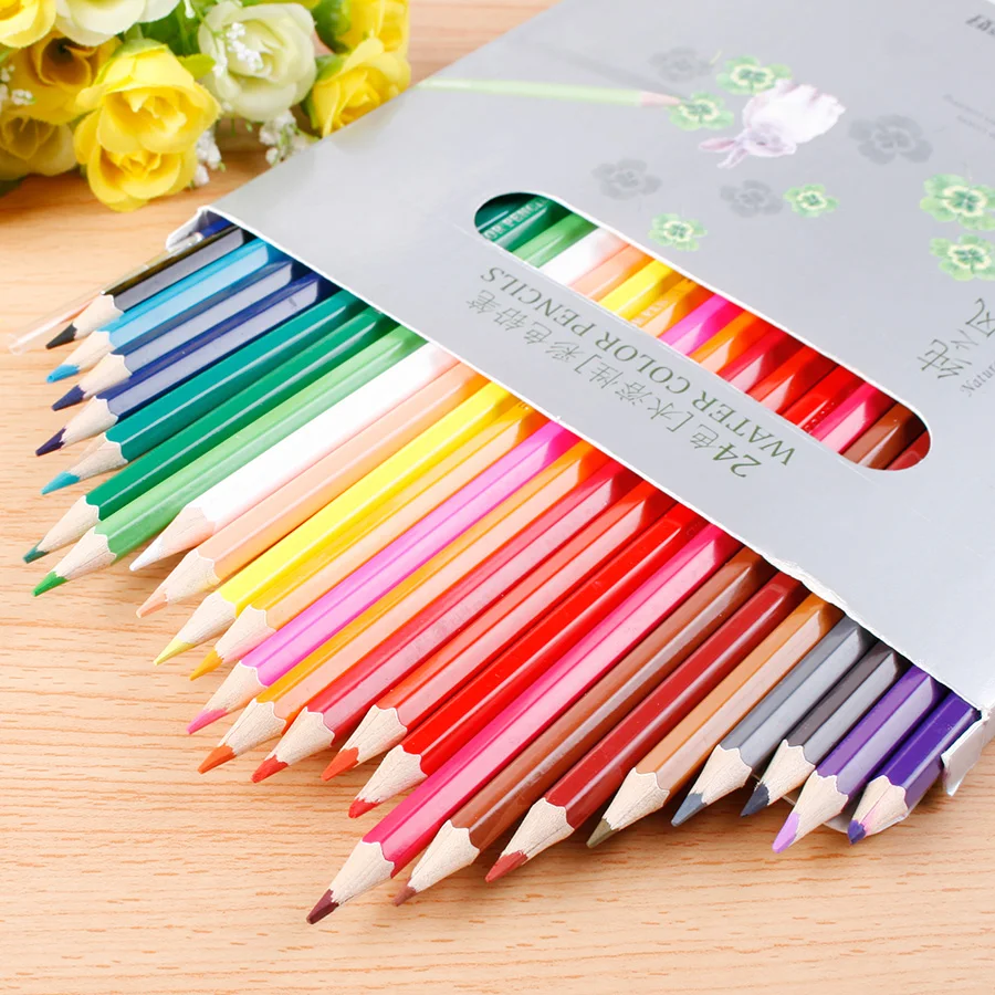 12 24 36 Water soluble colored pencil color boxed lapis de cor lapices ...