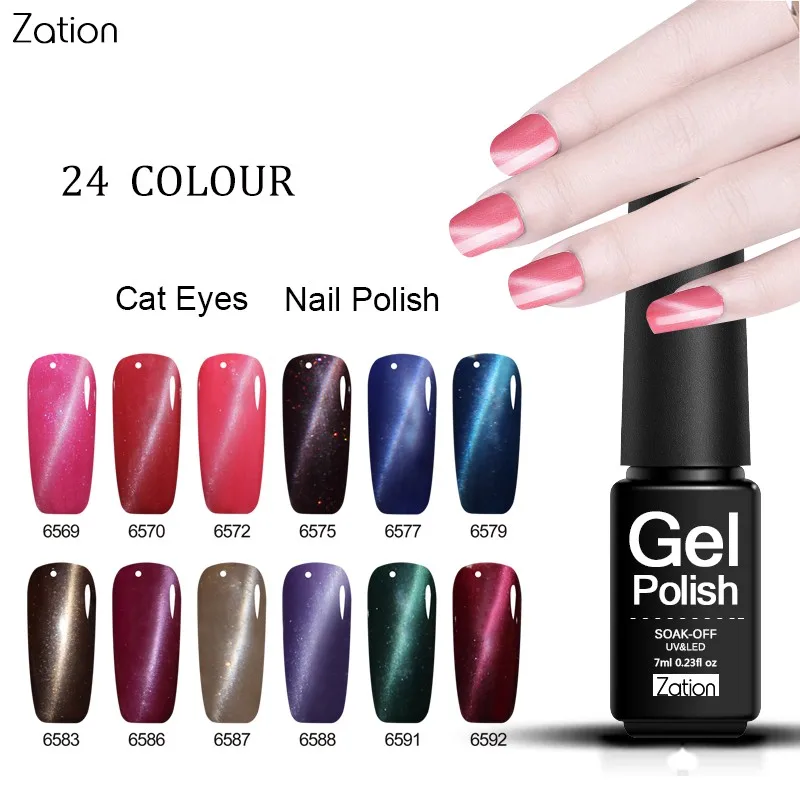 Zationเจลสีเปลี่ยนสีศิลปะเล็บยูวียาทาเล็บกึ่งถาวร3Dแม่เหล็กแมวตาเจล ...