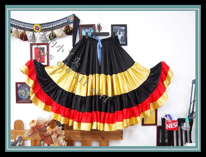 Falda de satén multicolor de 4 niveles, falda para danza del vientre ...