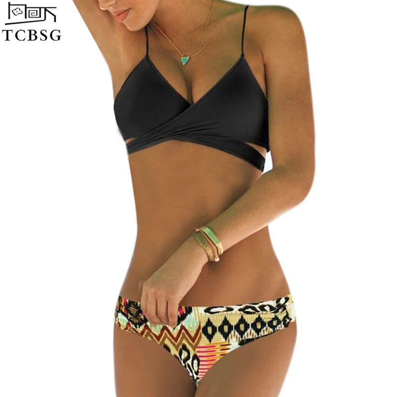 2016 Sexy Criss Cross Bikini Brazilian Bandage Swimsuit Women Push Up