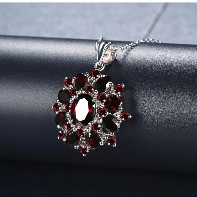 Hutang 7.54ct Natural Black Garnet Pendant 925 Sterling Silver Necklace Fine Gemstone Jewelry For Women Gift For Christmas Pendants AliExpress