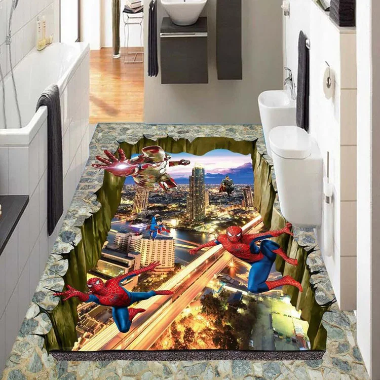 Spider man Custom Kitchen 3D Floor Photo Wallpaper Living Room Bedroom ...