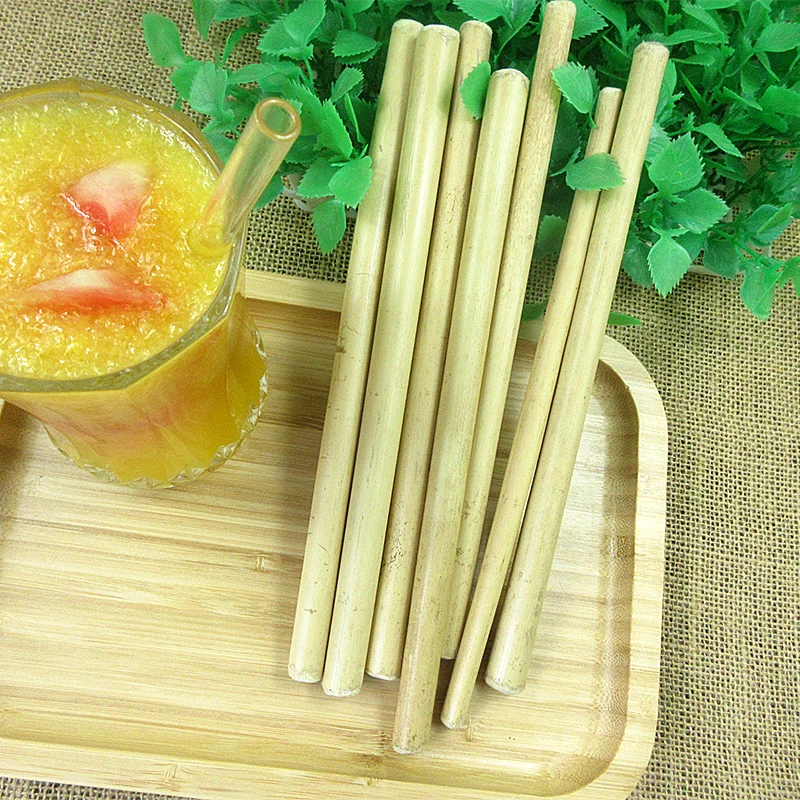 New100Pcs Natural Organic Bamboo drinking straw For Party Birthday ...