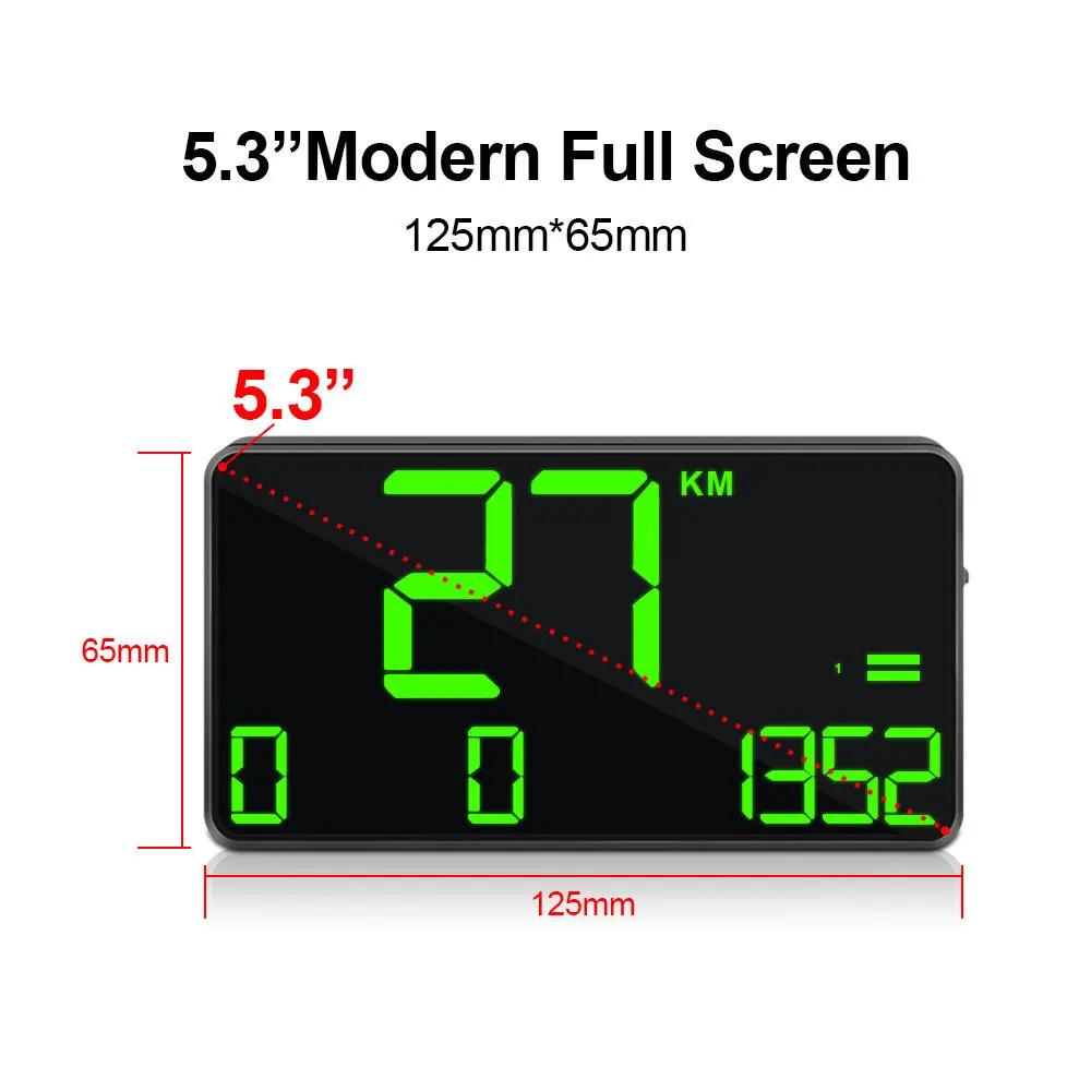 Large Screen 5.3" GPS Speedometer Digital Car Speed Display Over ...