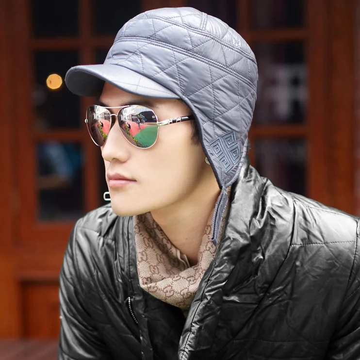 Siggi diamond Geneilijia thick warm ear cap hat men Korean tidal flat ...