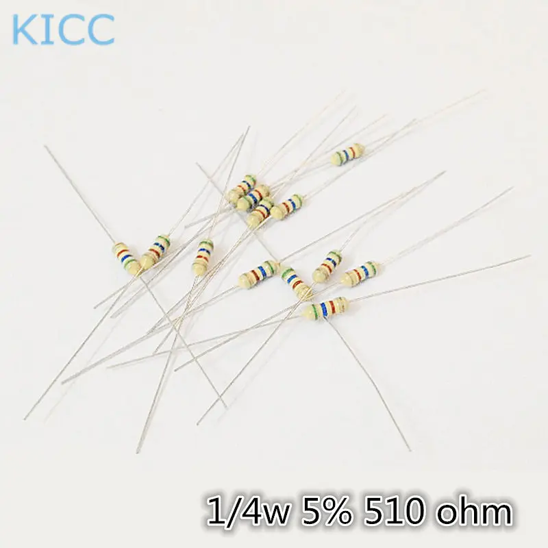1/4w 510 ohm 5% Resistors 0.25W 510R Carbon Film Resistor (100Pcs ...