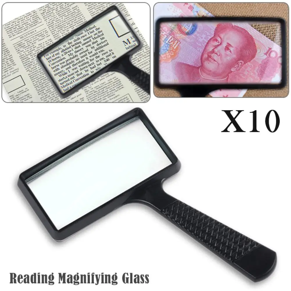 Portable Handheld 10x High Definition Rectangle Reading Magnifier Glass ...