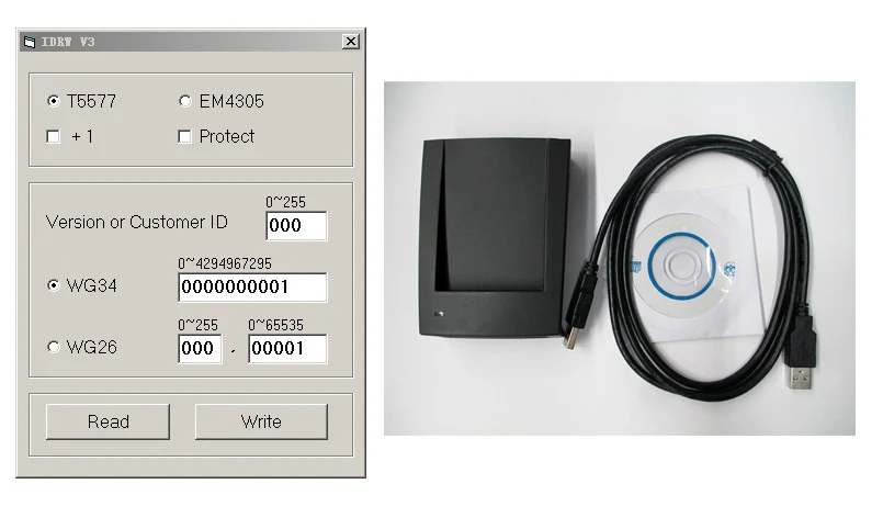 ใหม่รุ่น 125KHz EM4100 / EM4200 T5577 Card Reader & Writer/โปรแกรมเมอร์ ...