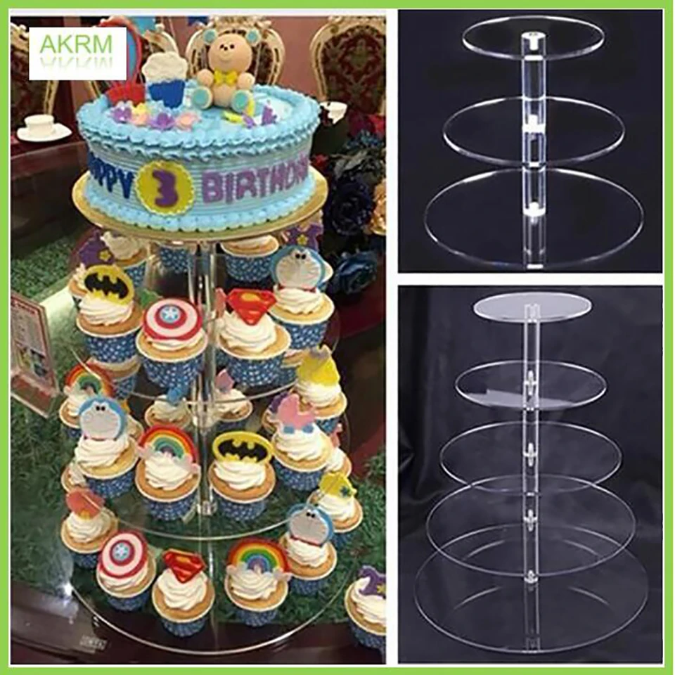 Acrylic Cake Stand Round Cup Cupcake Holder Wedding Birthday Party ...