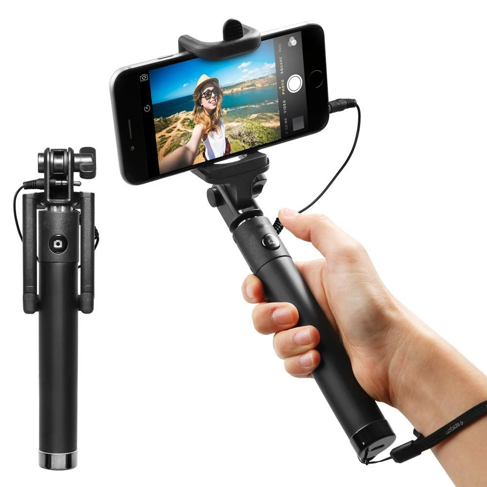 Wired Selfie Stick for iPhone SE/6S/6S Plus/6/6 Plus/5S GalaxyS7 Galaxy ...