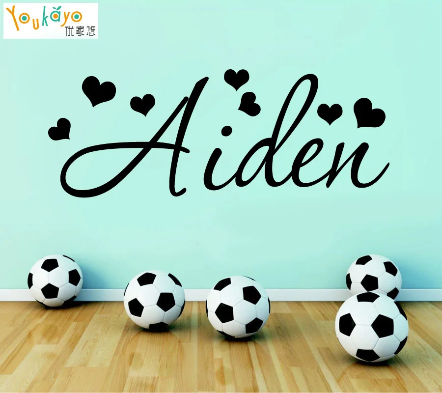 Personalized Name Hearts Wall Sticker Art Decal Boy or Girls Children's ...