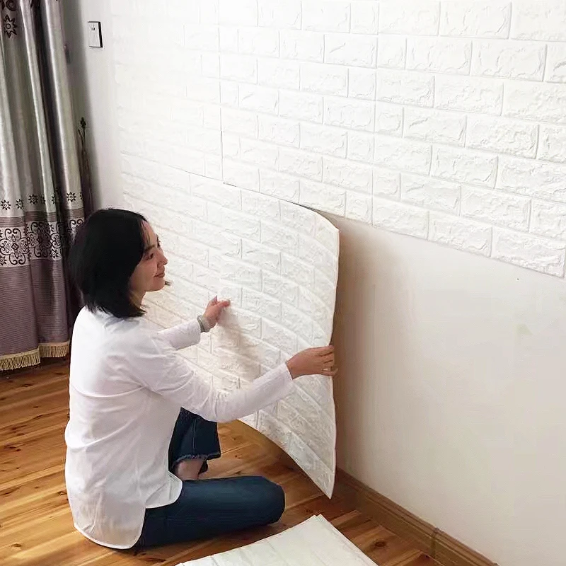 Brick Pattern 3D wall stickers brick wallpaper decoration bedroom Self ...