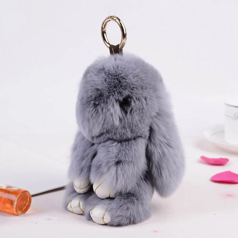 18cm Rabbit Hare Bunny Keychain Real Rex Animal FulffyFur Key Chain ...