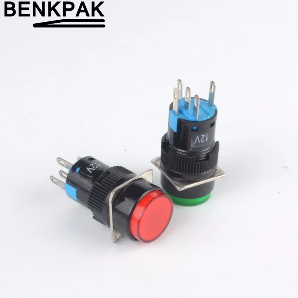 LED 5v 12V 24v 220V 16mm Momentary push button with lamp ,5pins - buy ...