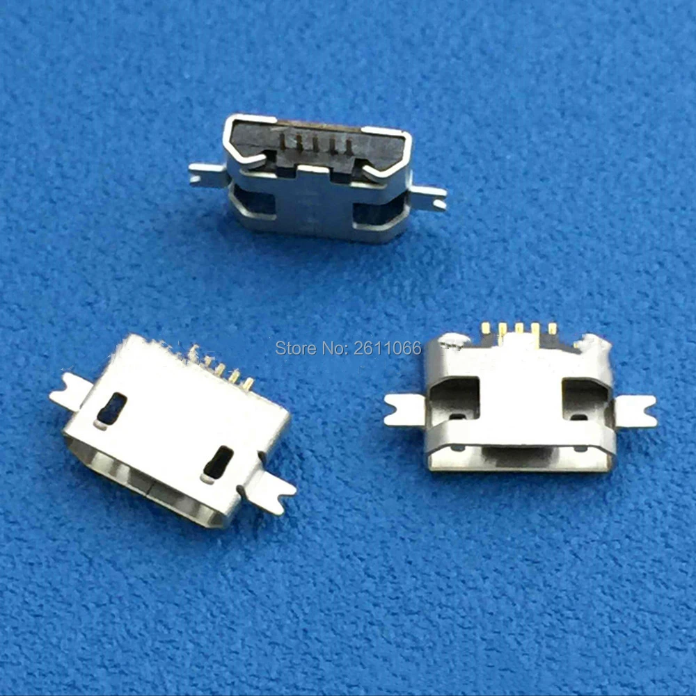 50pcs Micro Connector Heavy Plate 1.0 Smd 2 Feet Mini Usb 5p Female ...