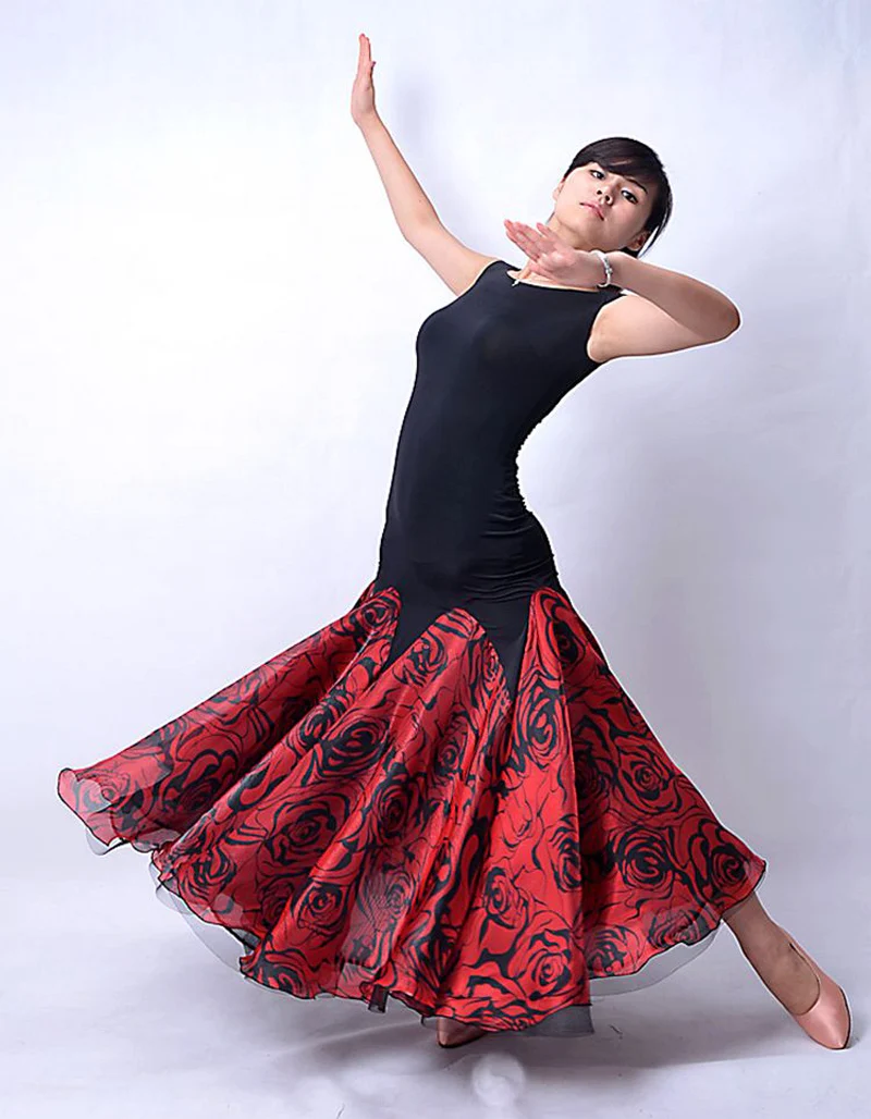 Ballroom Dance Competition Dress Women 2 Color Simple Style Sleeveless ...
