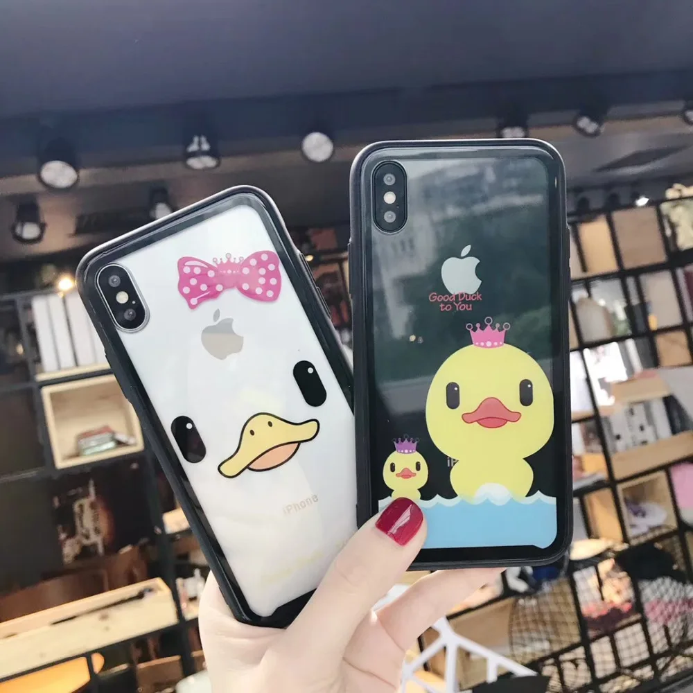 ZMASI Lovely Ducks Phone Case for iPhone X Transparent Tempered Glass ...