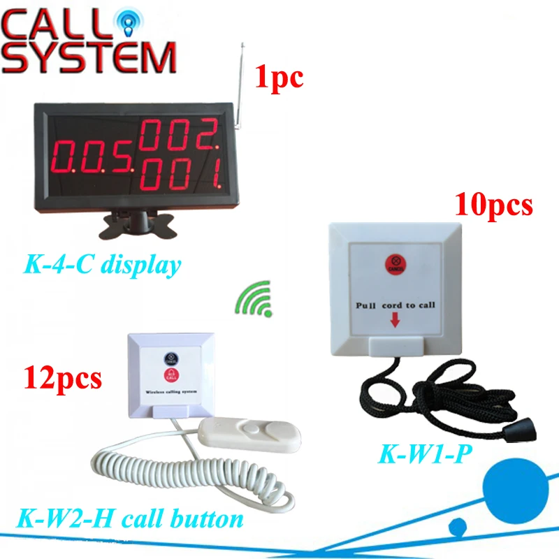 433.92mhz 1 display with 12 call buttons and 10 pull cord buzzer ...