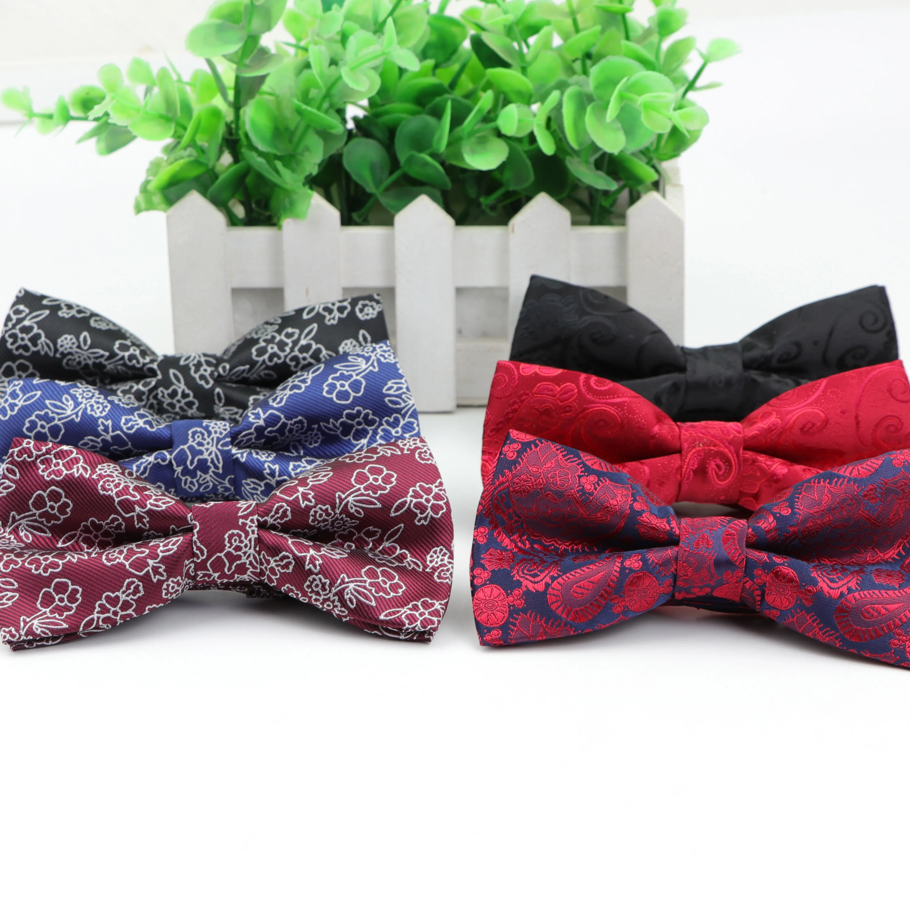 Classical Flower Fashion Bowties Groom Men Colorful Rose Cravat Grid ...