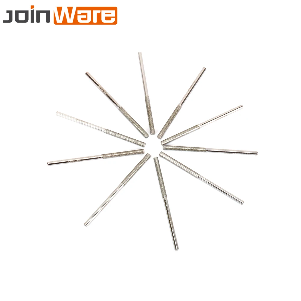 10Pcs 3MM Shank Dia Cylinder Type Diamond Coated Polishing Grinding ...