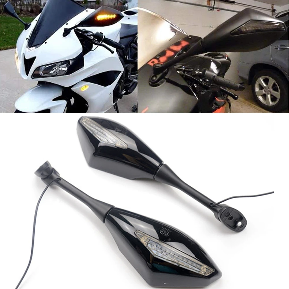 1 Pair Motorcycle Turn Signals Rear View Side Mirrors For Honda CBR 600 ...