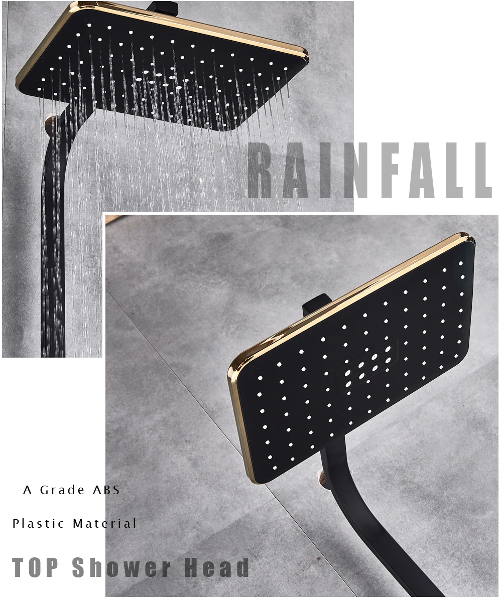 Schwarz Dusche System Höhe Einstellbare Massage Jet Dusche Mischer ...