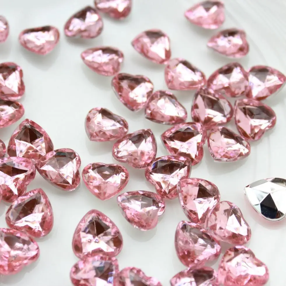 800pcs-adorable-pink-faceted-3D-Prismatic-Heart-Shaped-Crystal ...