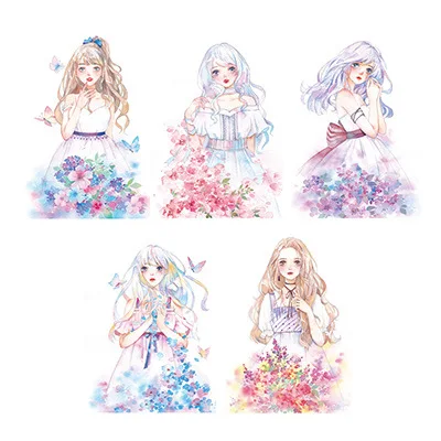Blossoming Moon flower girl Fairy Girl special ink decoration washi ...