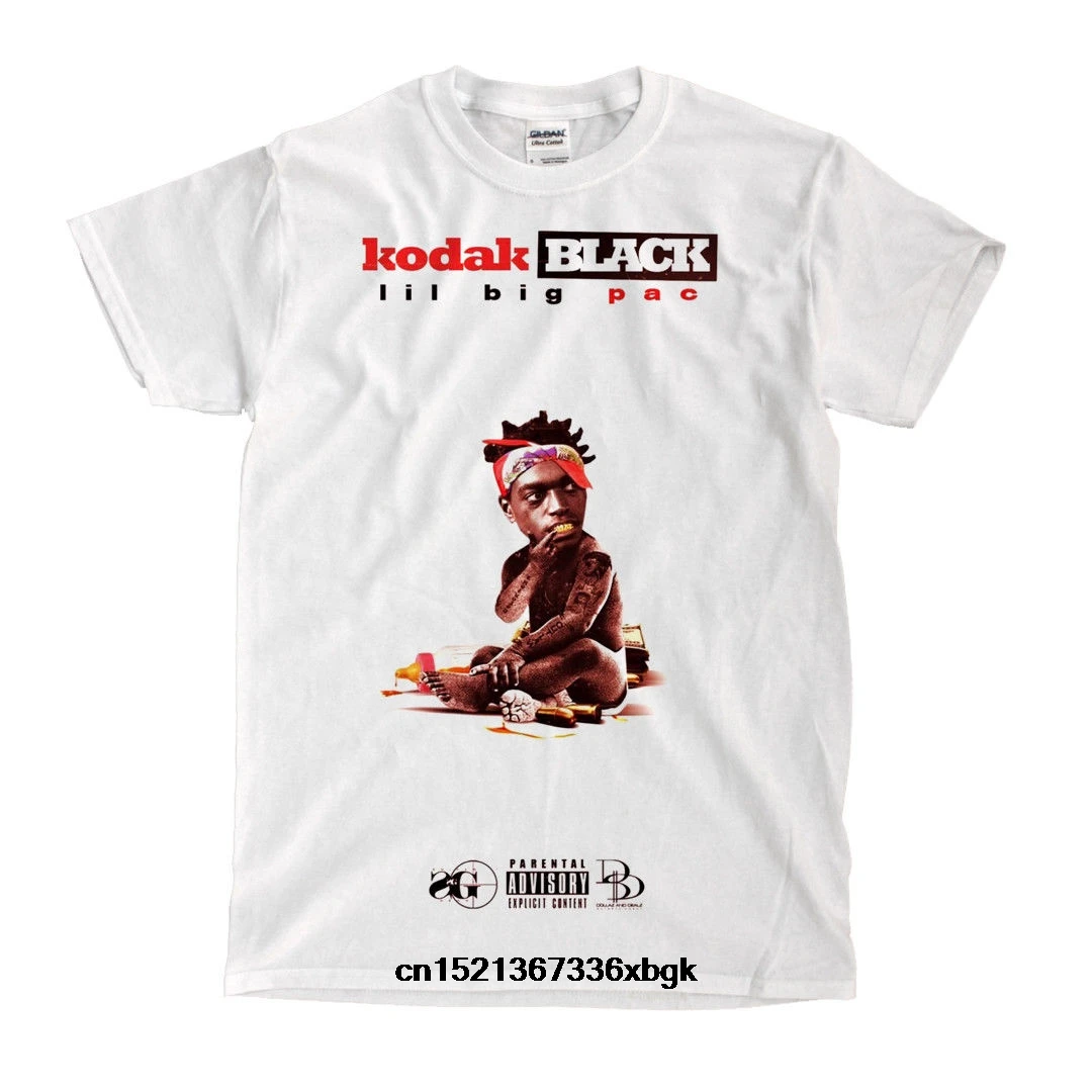 Gildan Kodak Black Lil Big Pac White T Shirt Print Casual T Shirt Men ...