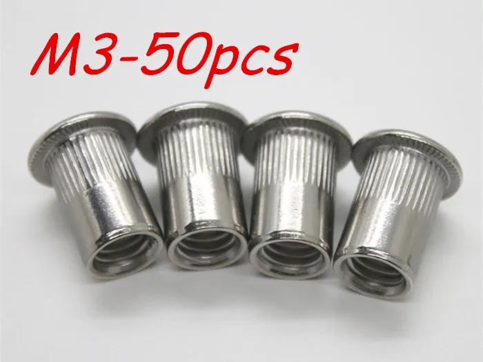 M3 Metric Thread 304 Stainless Steel Rivet Nut Rivnut Inserts Nut 50pcs ...