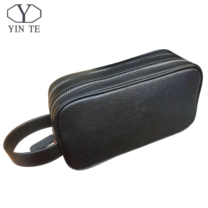 YINTE 럭셔리 브랜드 남성 가방 정품 가죽 핸드백 대형 캐주얼 비즈니스 남성 클러치 가방 두 지퍼 남성 가방 포트폴리오 ...