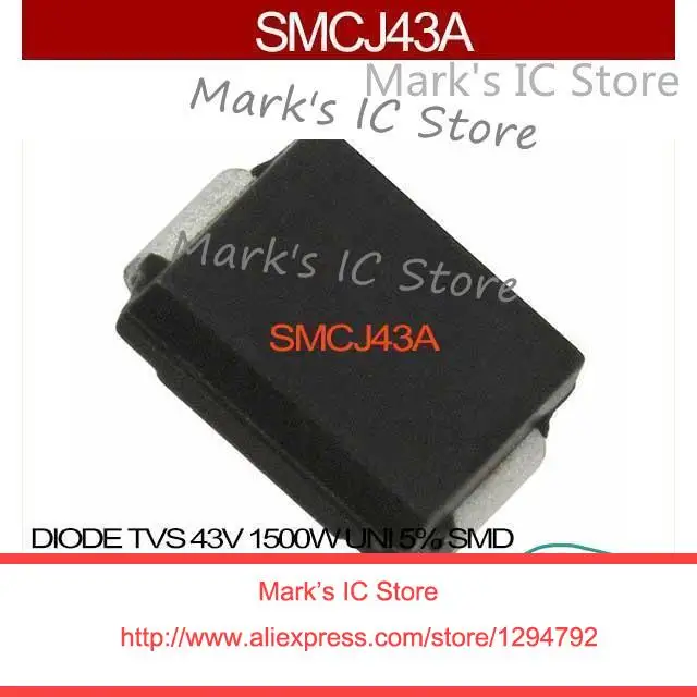 SMCJ43A DIODE TVS 43V 1500W UNI 5% SMD SMCJ43A|smd tvs diode|smd diode ...