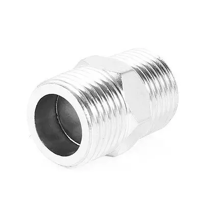 Metal 1/2PT Male Thread Straight Pipe Connector Coupler Adapter Silver ...