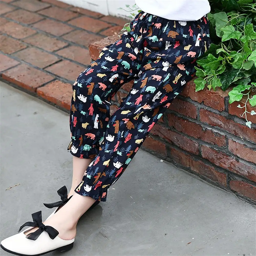 Girls Pant 2018 New Summer Flower Print Casual Pants for Girl Casual ...