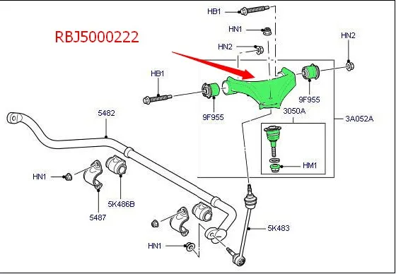 RBJ500222 RBJ500221 автоматический правый рычаг управления передней ...