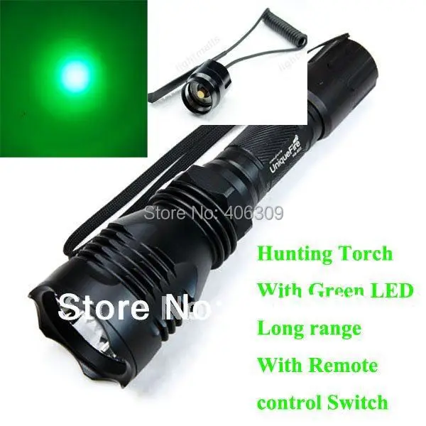 Hunting Torch + UniqueFire HS 802 Green LED XPE 250 Lumens Long Range 1 ...