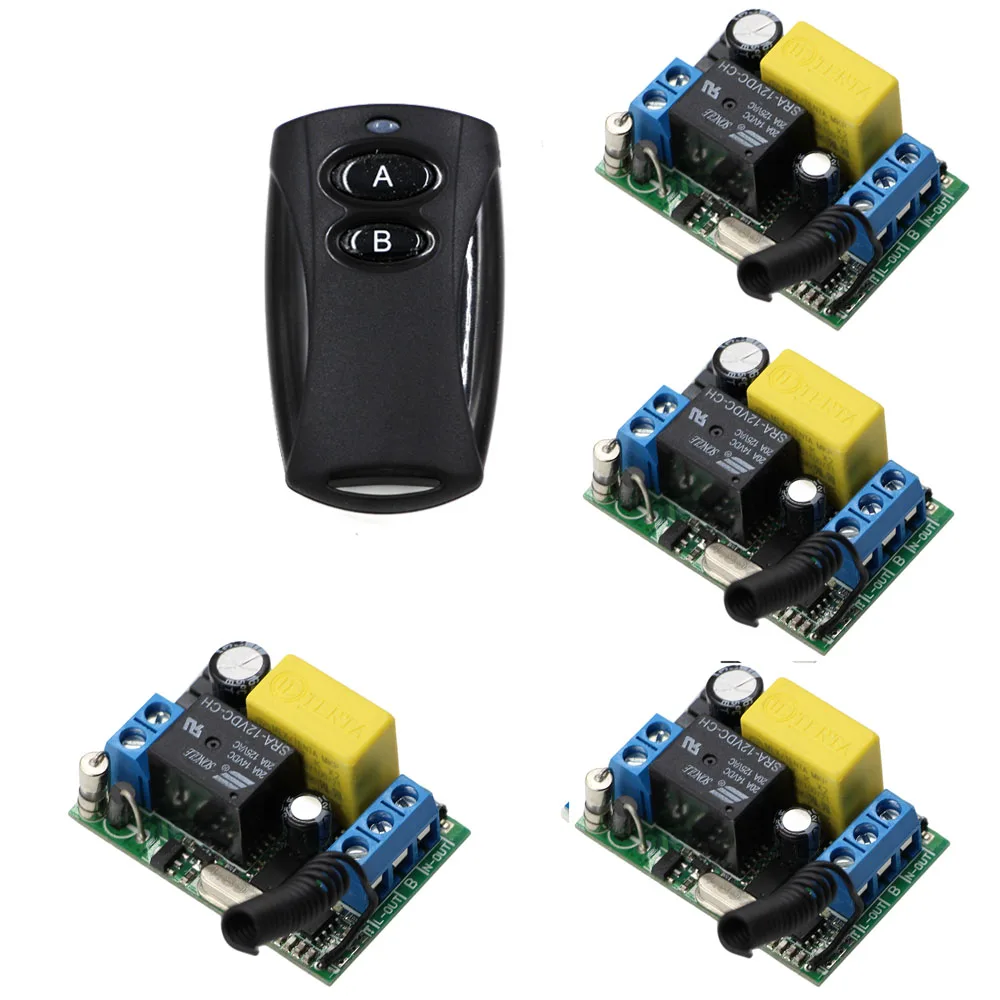 Newest AC 220V 10A RF Wireless Remote Control Switch 4*Receiver with ...