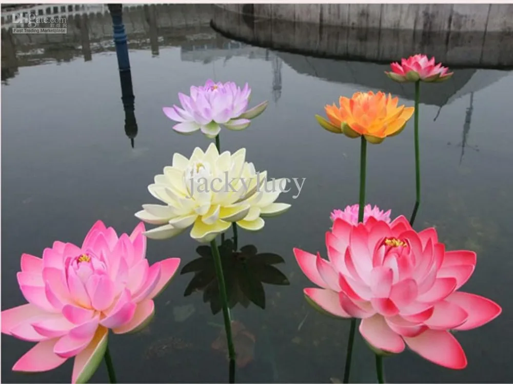 35.5Inch 90CM simulation artificial lotus flower with a rod for Wedding ...