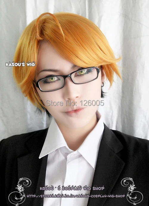 Black Butler/ Kuroshitsuji Ronald Knox golden black side parted cosplay ...