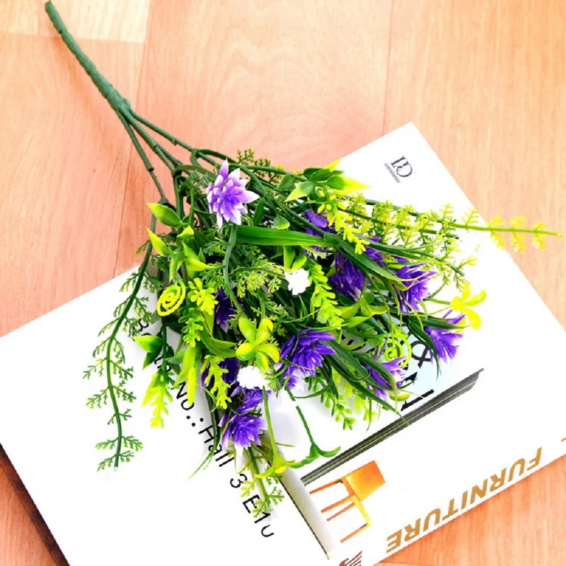 2016-New-DIY-Artificial-Starry-Flowers-Green-Grass-Home-and-Garden ...