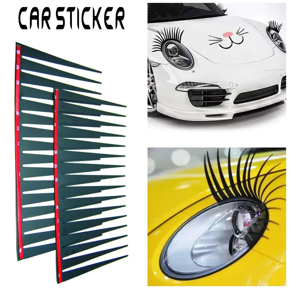 2PCS Car Sticker Head 3D Charming Black False Eyelashes Fake Eye Lash ...