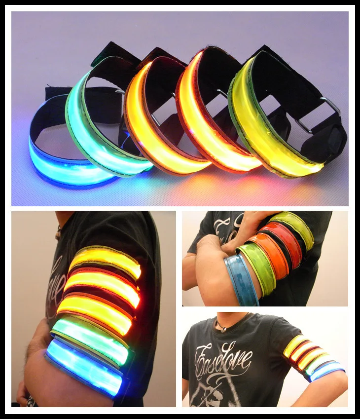 Fashion LED Armbands Reflective Bands Flashing Safety Velcro Arm Band ...