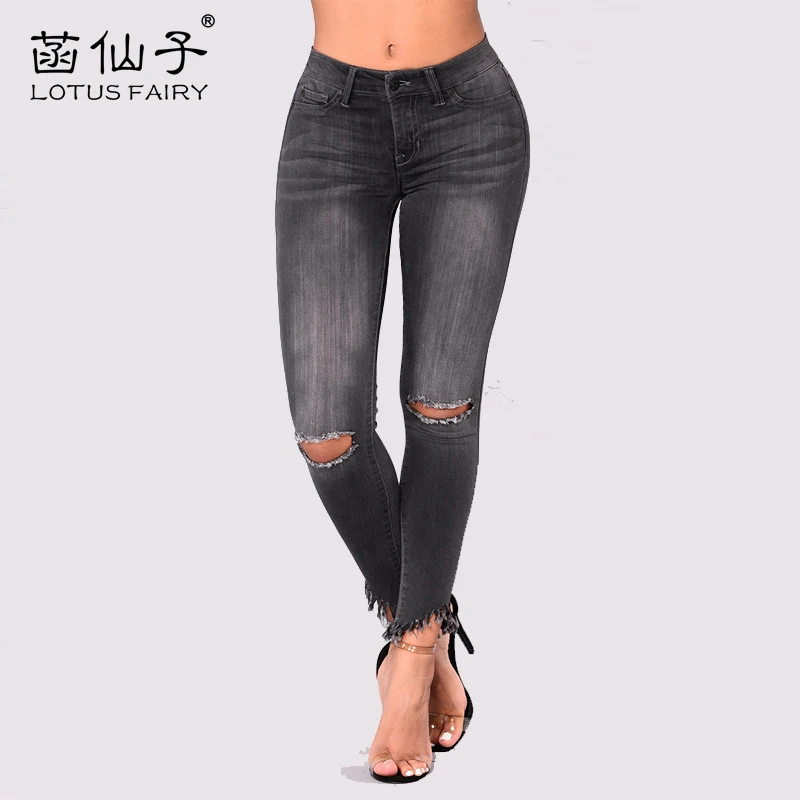 Vintage Brand High Waist Stretch Pencil Woman Slim Skinny Ladies Denim