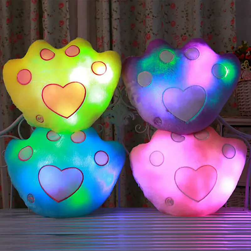Romantic 7 Color Stuffed Glow Pillow Changing LED Light Cute Bear Palm ...