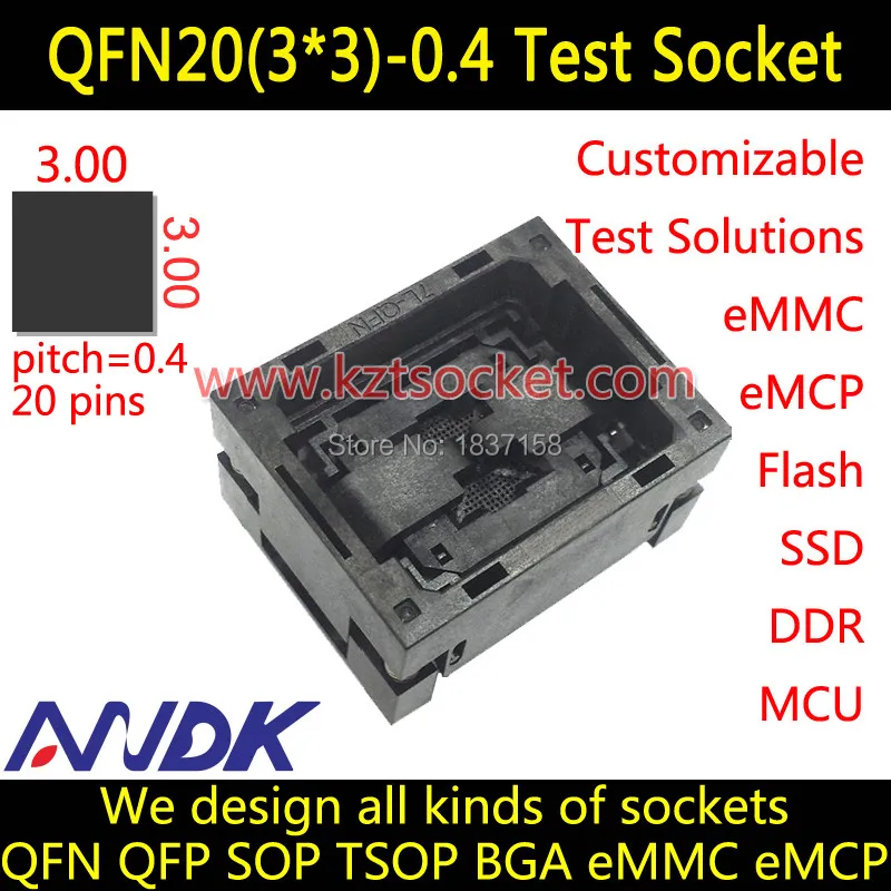 Qfn20(3x3)-0.4 Socket Qfn20 Socket Mlf20 Socket Mlp20 Socket,open Top ...