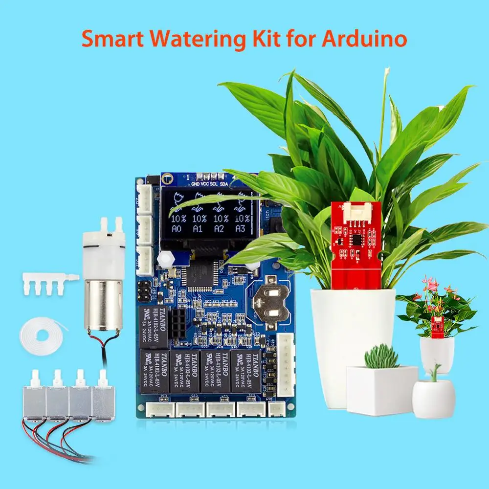 Elecrow Kit de riego inteligente automático para plantas, dispositivo de agua con flores, Sensor ...