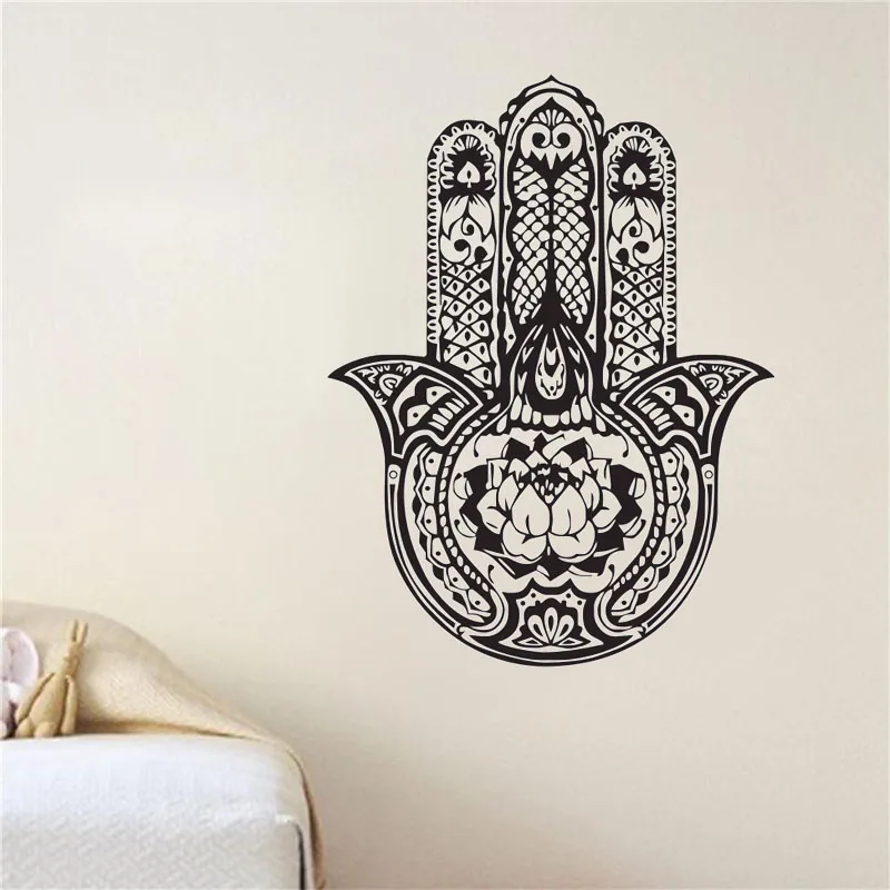 ZOOYOO-Lotus-Hamsa-Hand-Wall-Decals-Vinyl-Art-Home-Decor-Self-Adhesive ...